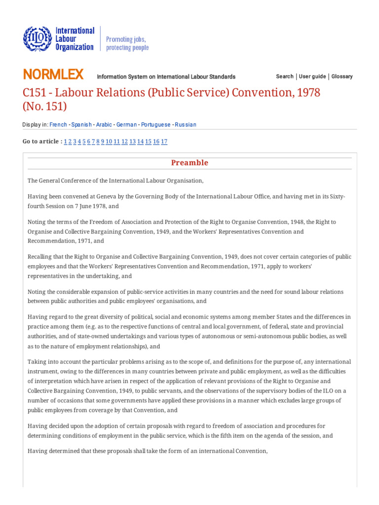 Labour Relations Convention C151 Overview | PDF | International Labour ...