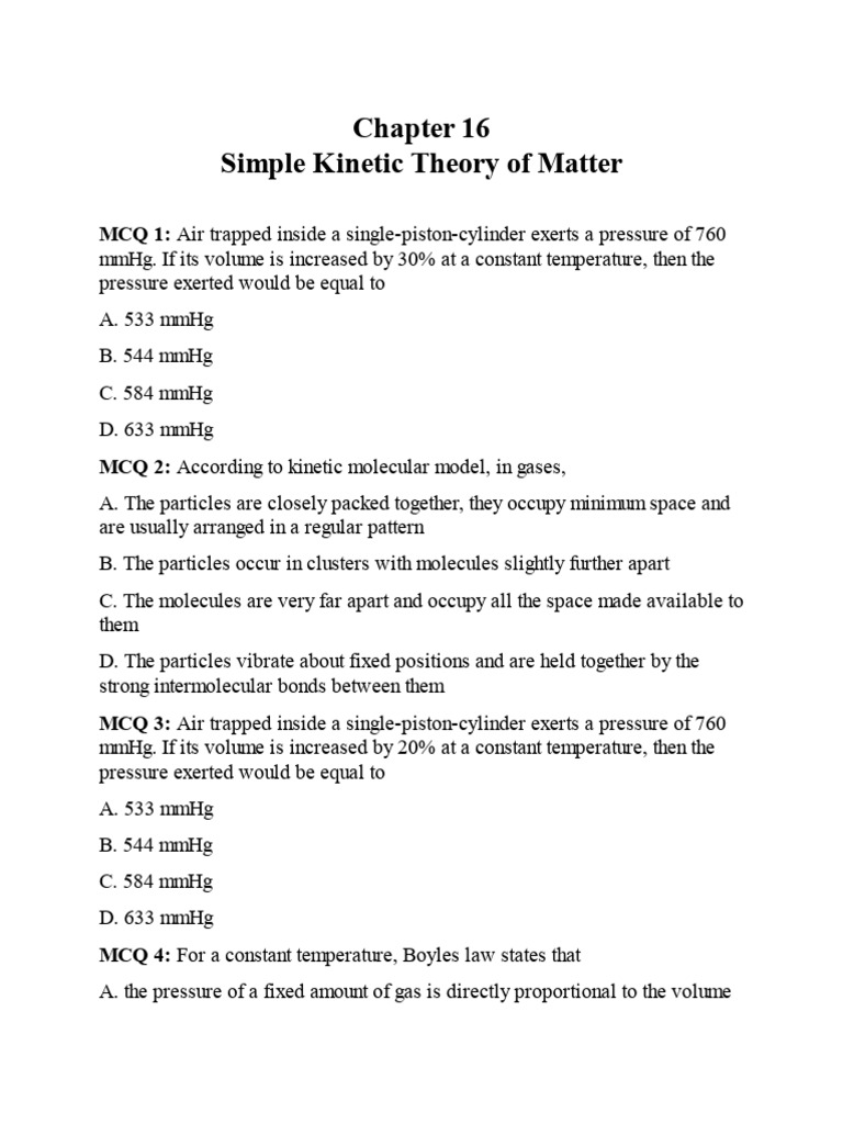 Pressure Multiple Choice | PDF