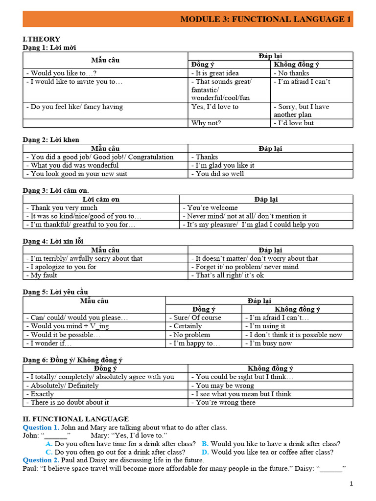 Module 3 - Functional Language 1 | PDF