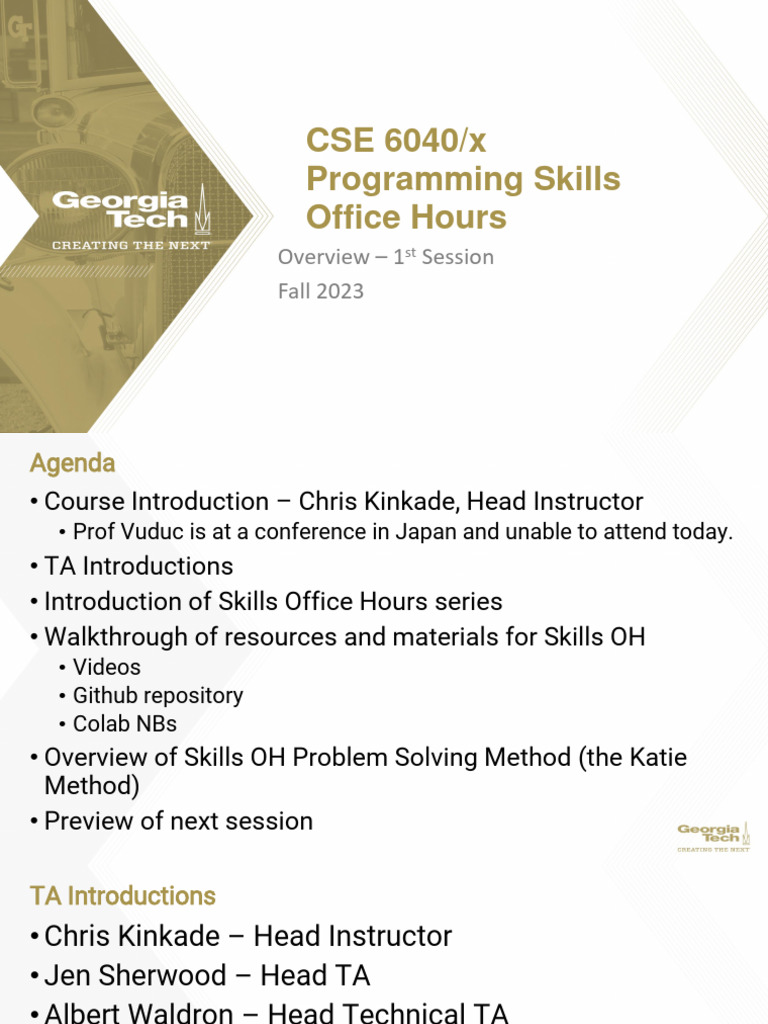 CSE 6040 Skills Office Hours Overview | PDF | Computers