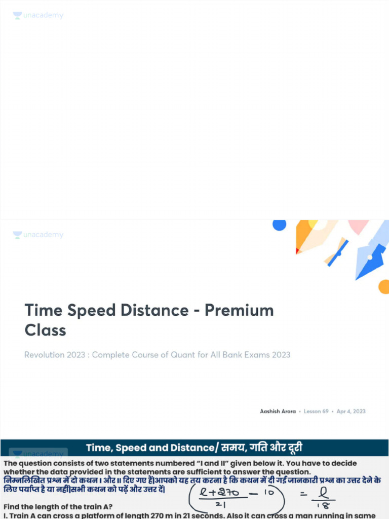 Time Speed Distance Premium Class With Anno | PDF
