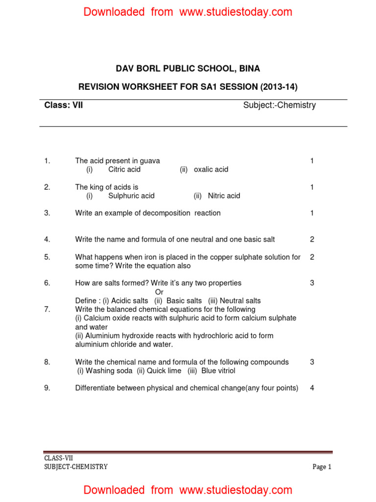 CBSE Class 7 Science - Chemistry | PDF | Home & Garden