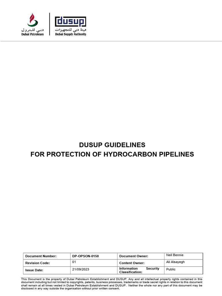 DP OPSON 0150 DUSUP Guidelines For Hydrocarbon Pipeline Protection 1 ...