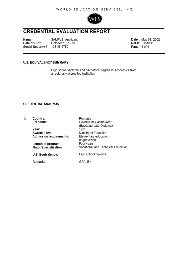 Credential Evaluation Report: Romania Degrees | PDF | Statistics ...