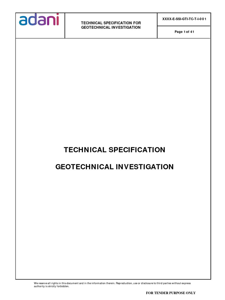 Geotechnical Investigation Specification | PDF