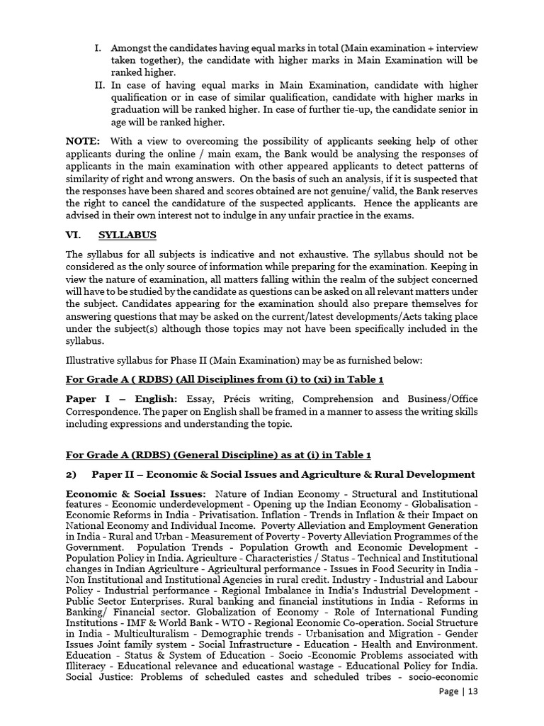 NABARD-Grade-A - Syllabus | PDF