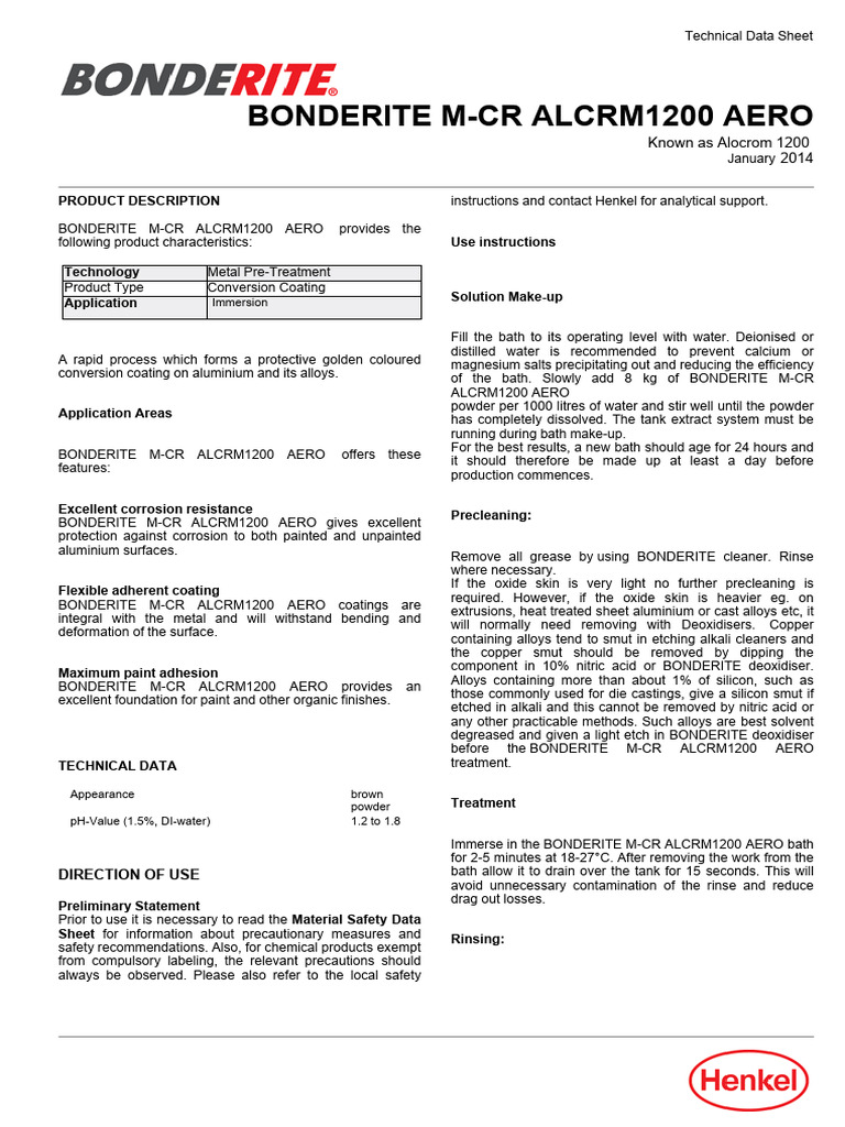 BONDERITE M CR ALCRM1200 AERO en - GL | PDF