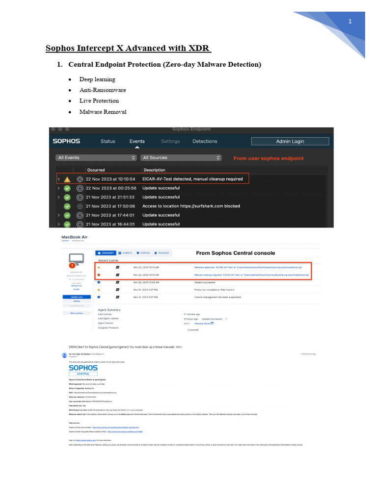 Sophos Intercept X Advanced With XDR: 1. Central Endpoint Protection ...