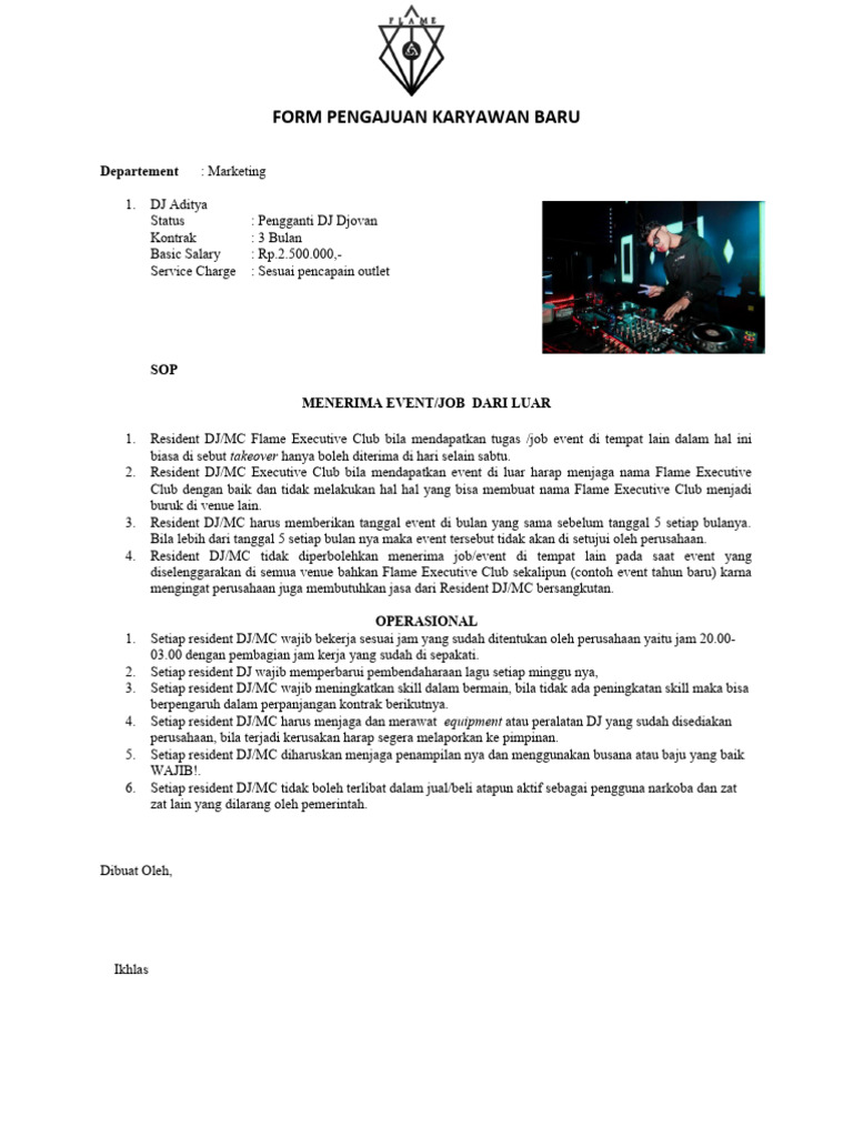 Form Pengajuan Karyawan Baru | PDF