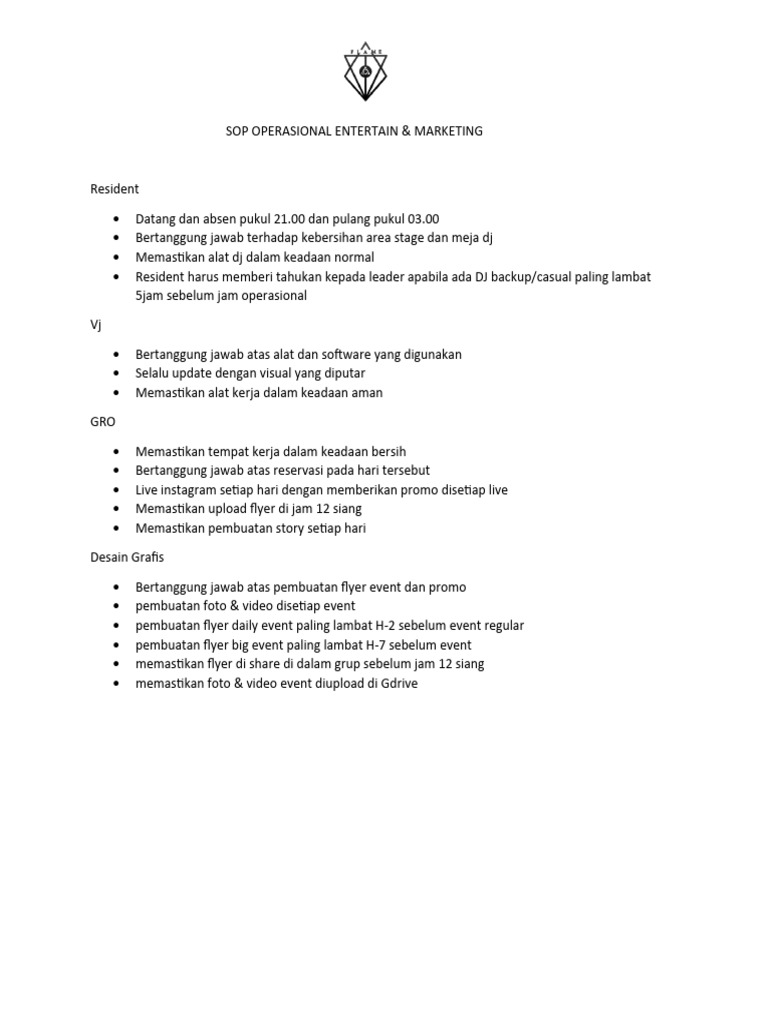 SOP Operasional Event dan Marketing | PDF