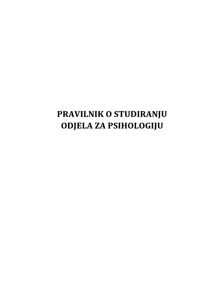 Pravilnik o Studiranju Odjela Za Psihologiju | PDF