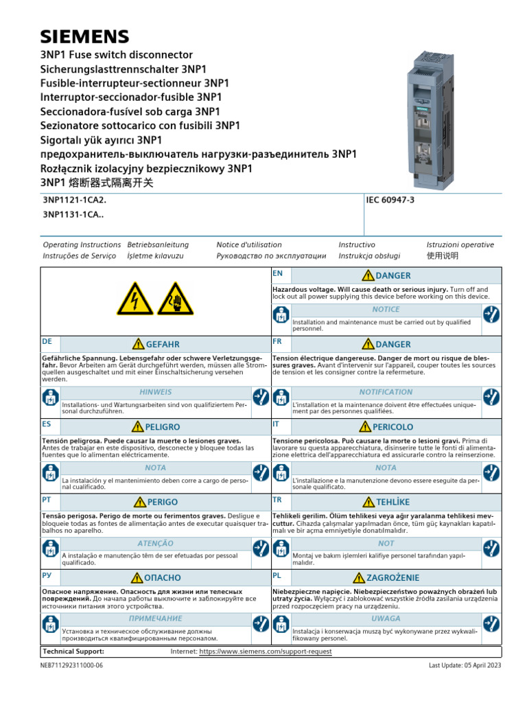 3NP1 Fuse Switch Disconnector - SIEMENS | PDF