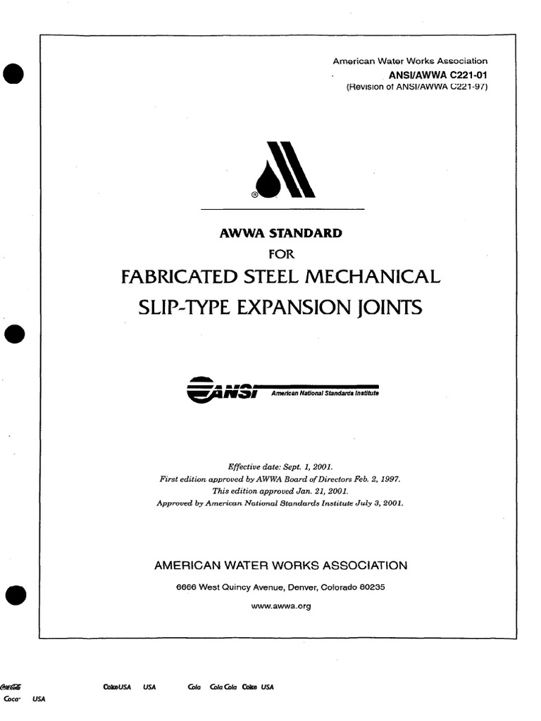 AWWA C221-01 Fabricated Steel Mech Slip Type Joints | PDF