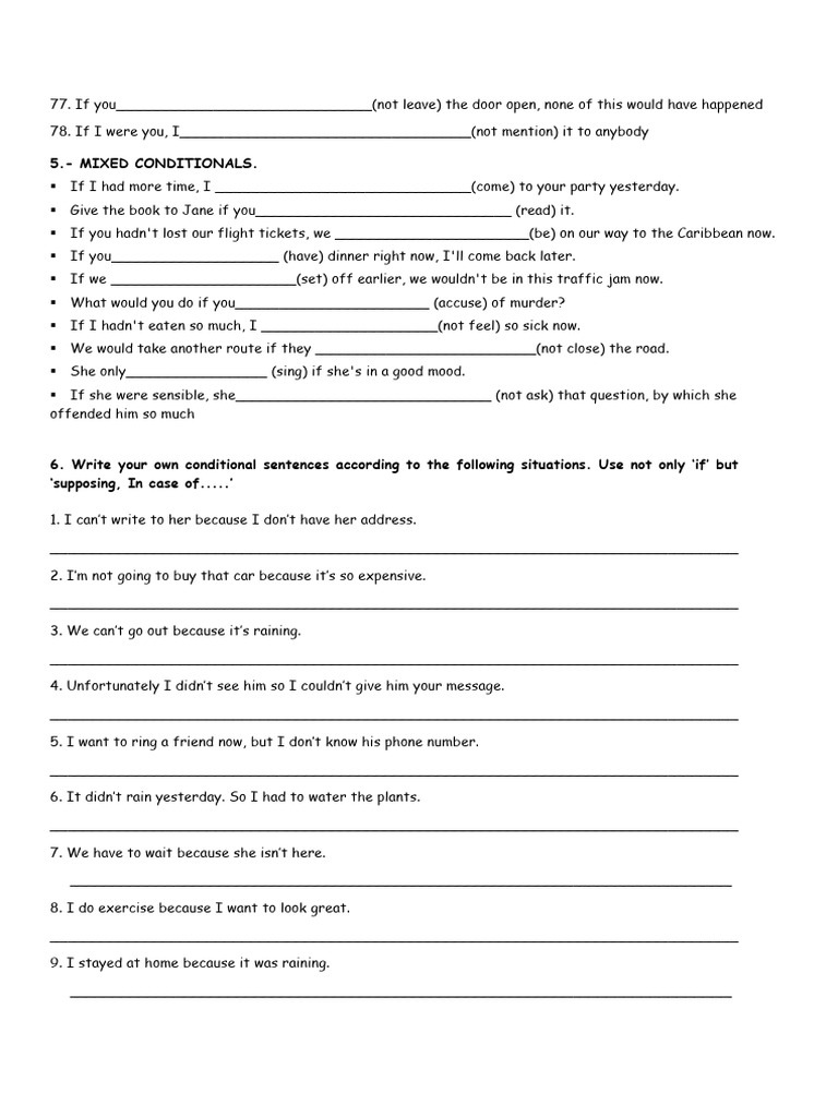 Conditional Sentences Practice Exercises | PDF