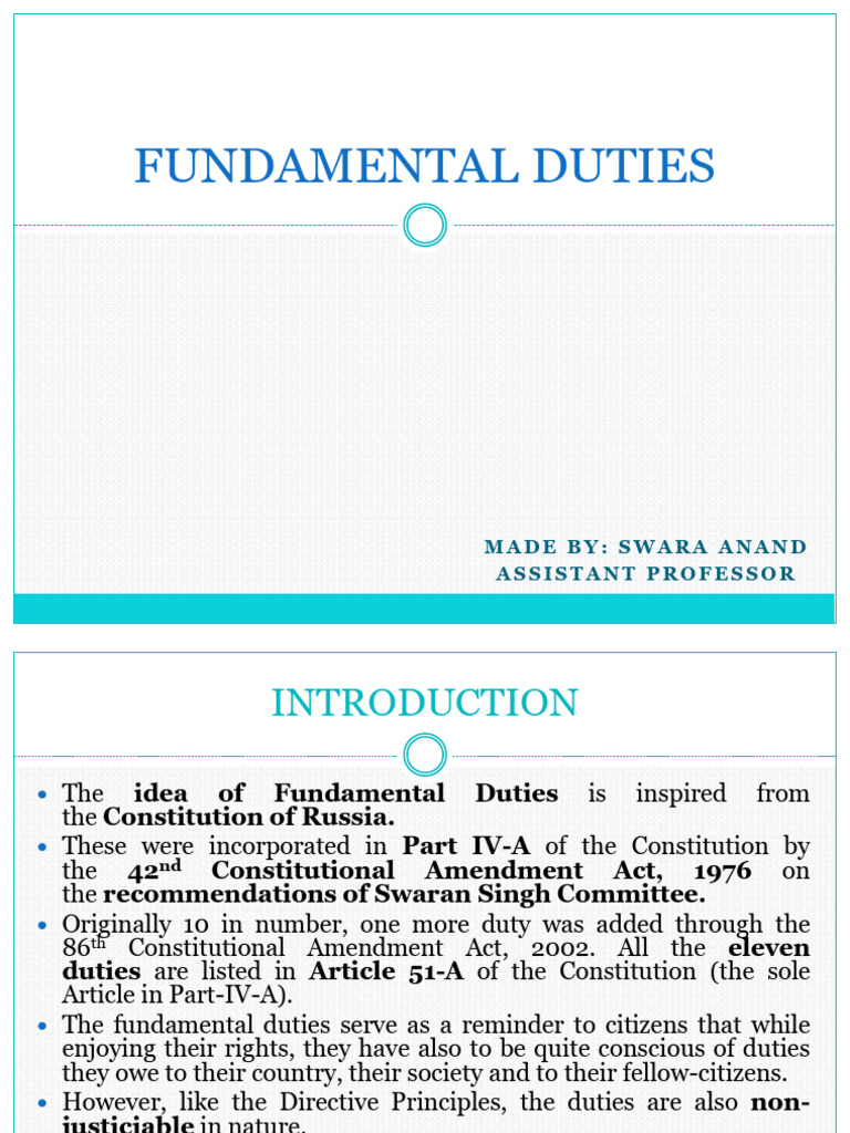 Fundamental Duties | PDF