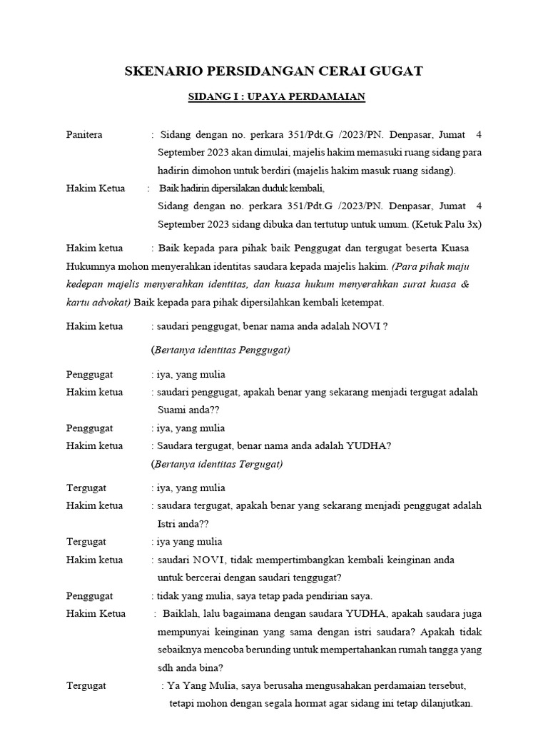 Naskah Sidang Perdata | PDF
