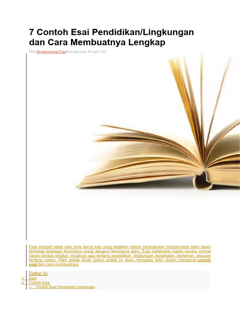 7 Contoh Esai Pendidikan | PDF