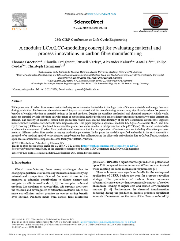 A Modular Modelling Concept For Evaluating Material and | PDF | Life Cycle Assessment ...