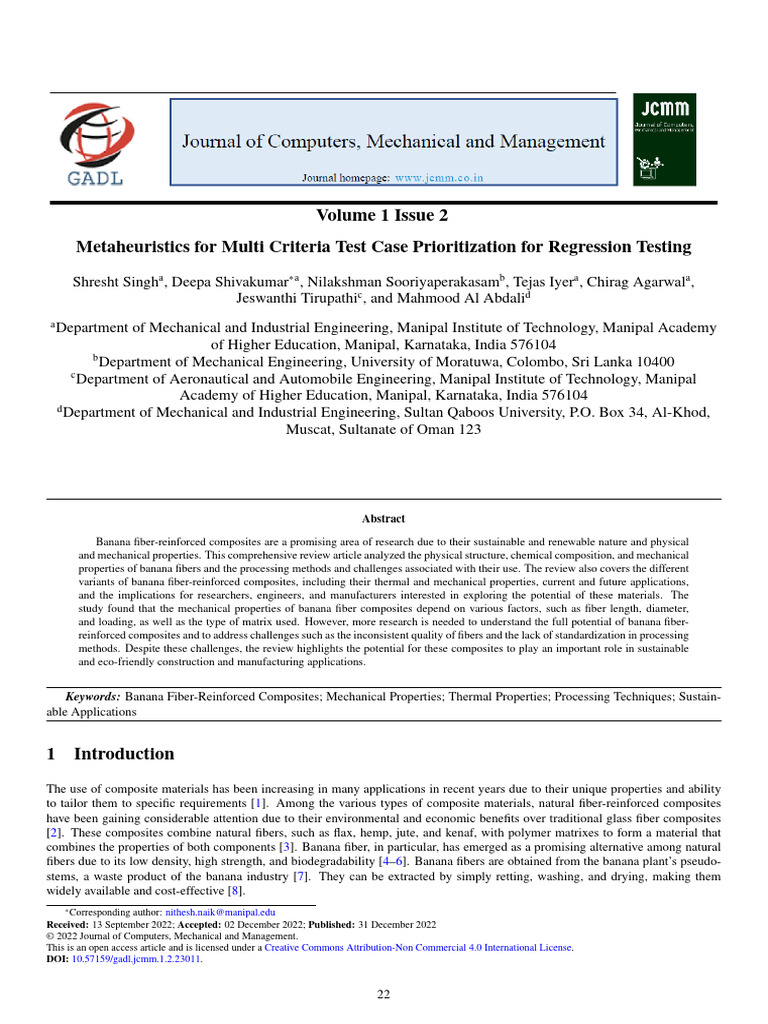 A Comprehensive Review Of Banana Fiber Reinforced Composites Pdf