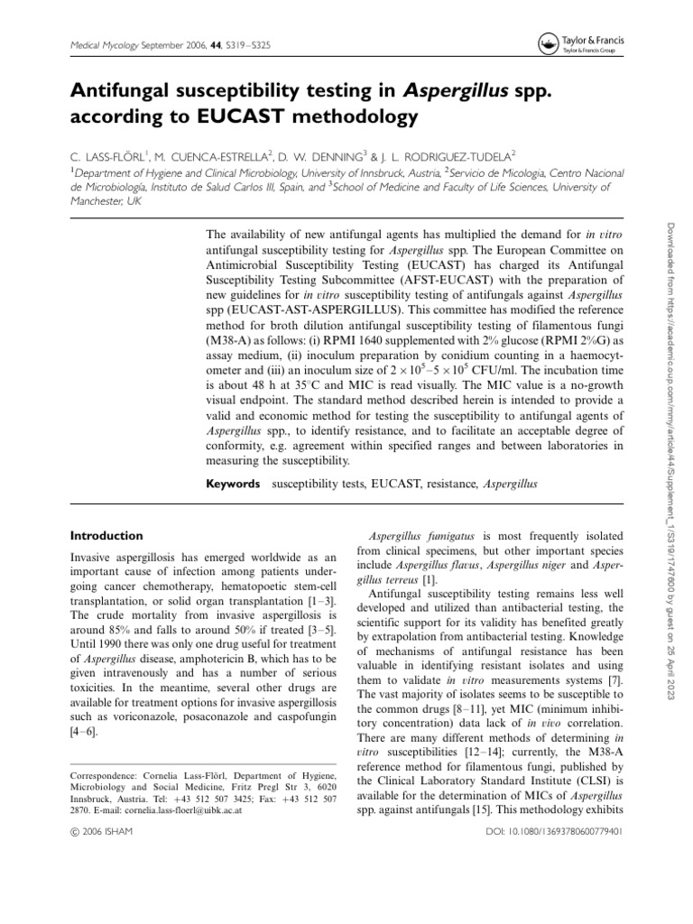 Eucast Methology 2006 | PDF | Aspergillus | Antimicrobial Resistance