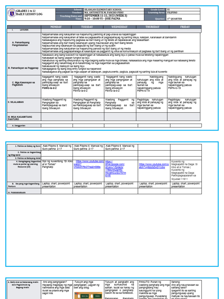 DLL Filipino-6 Q1 W3-Bym | PDF