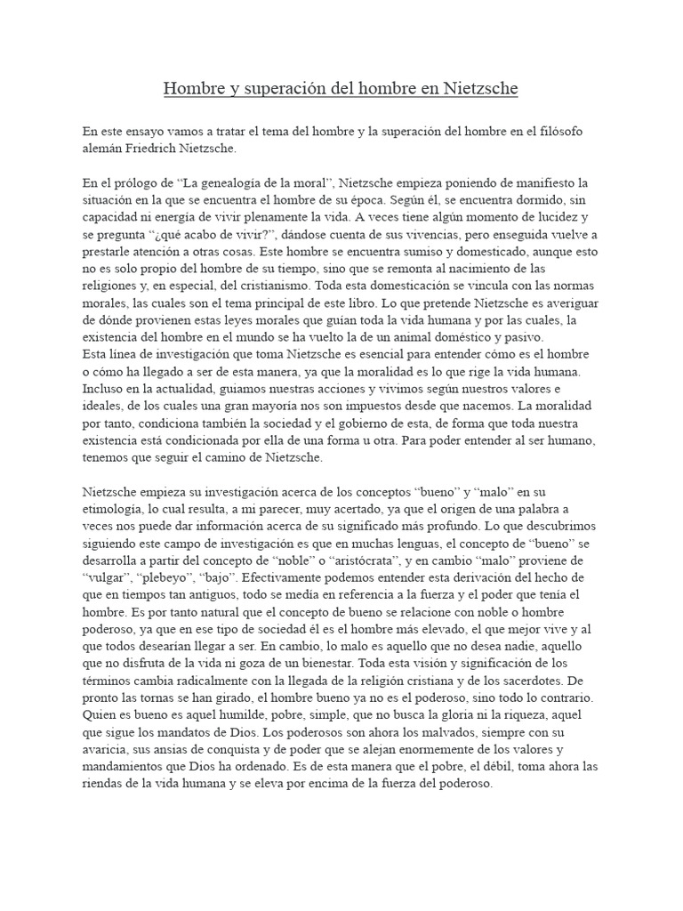 Ensayo Nietzsche | PDF | Friedrich Nietzsche | Moralidad