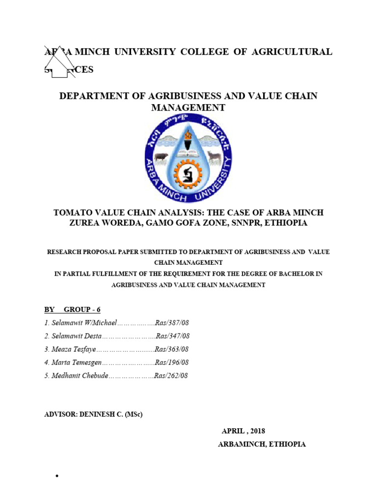 Arba Minch University College of Agricultural Sciences Department of ...