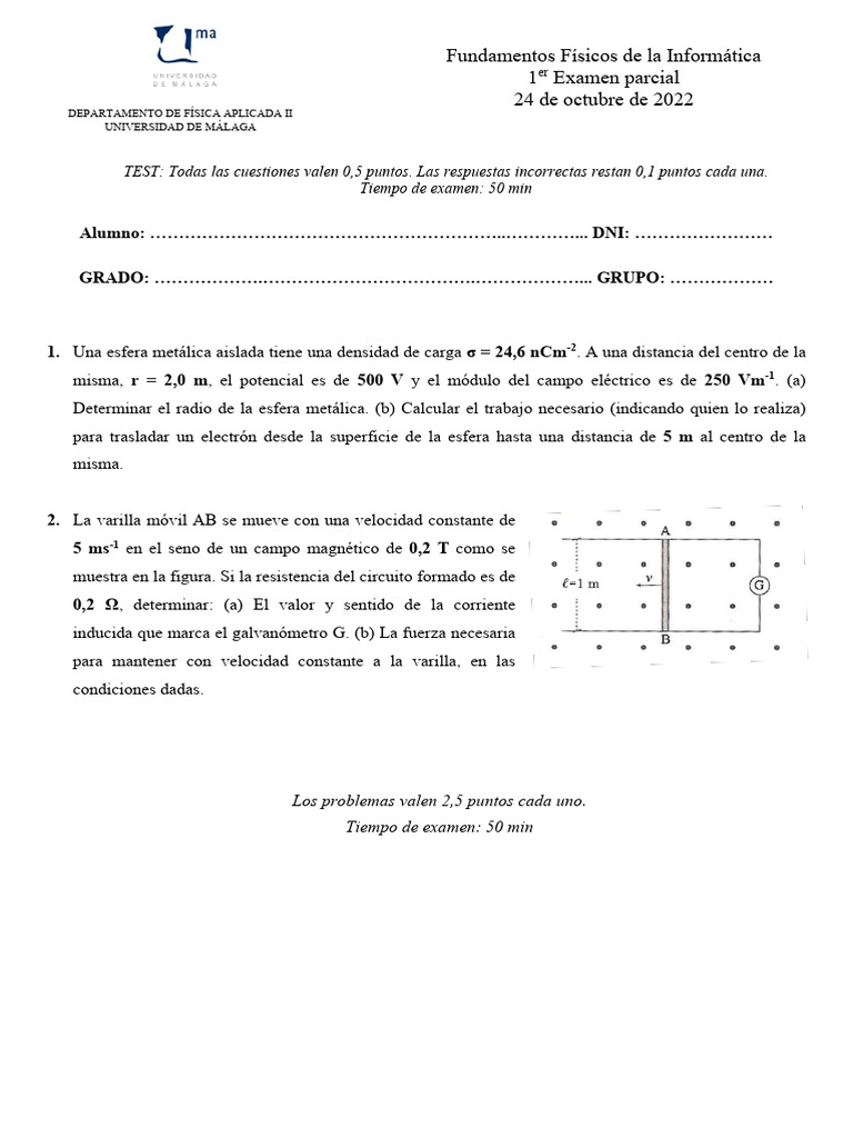 Primer Parcial 2022 Problemas | PDF