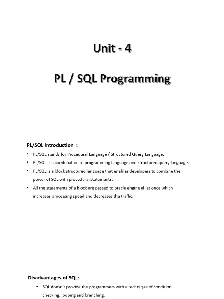 Unit 4 Pl Sql Programming 1 Download Free Pdf Pl Sql Control Flow