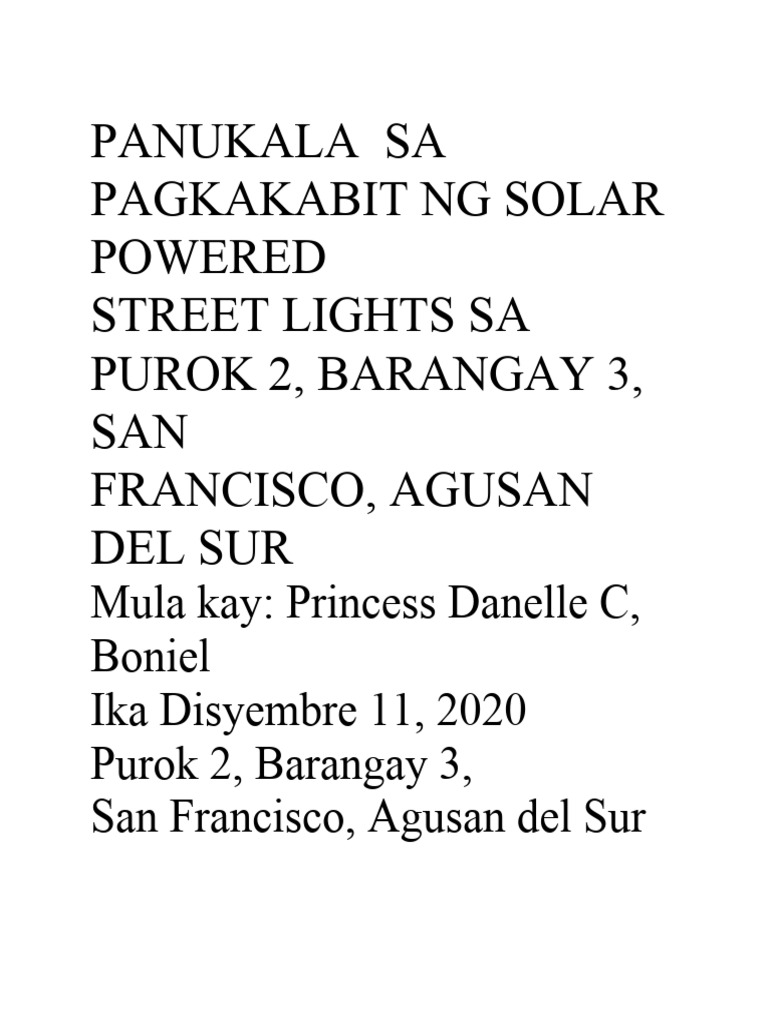 PANUKALA SA PAGKAKABIT NG SOLAR POWERED Ni Djay Edeza | PDF