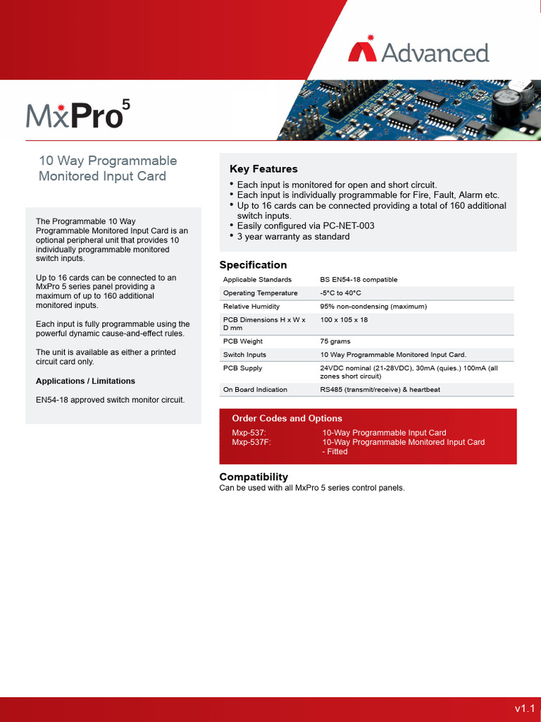 10 Way Programmable Monitored Input Card | PDF | Printed Circuit Board ...