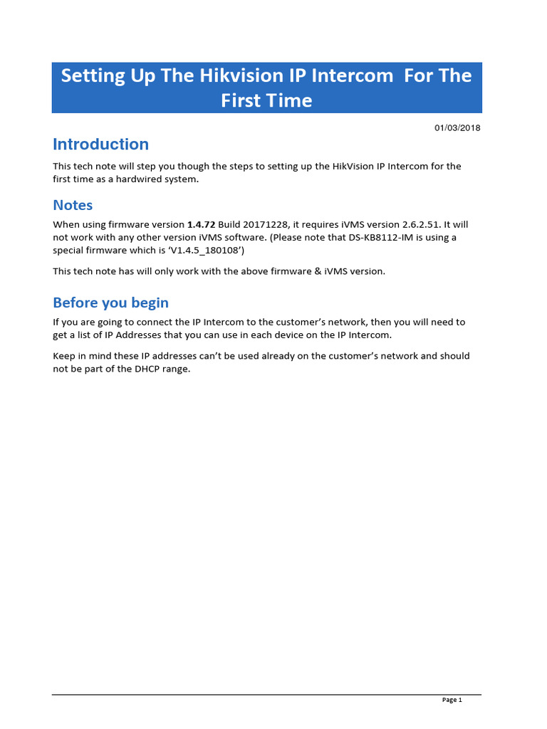 Setting Up The Hikvision IP Intercom For The First Time | PDF | Wi Fi ...