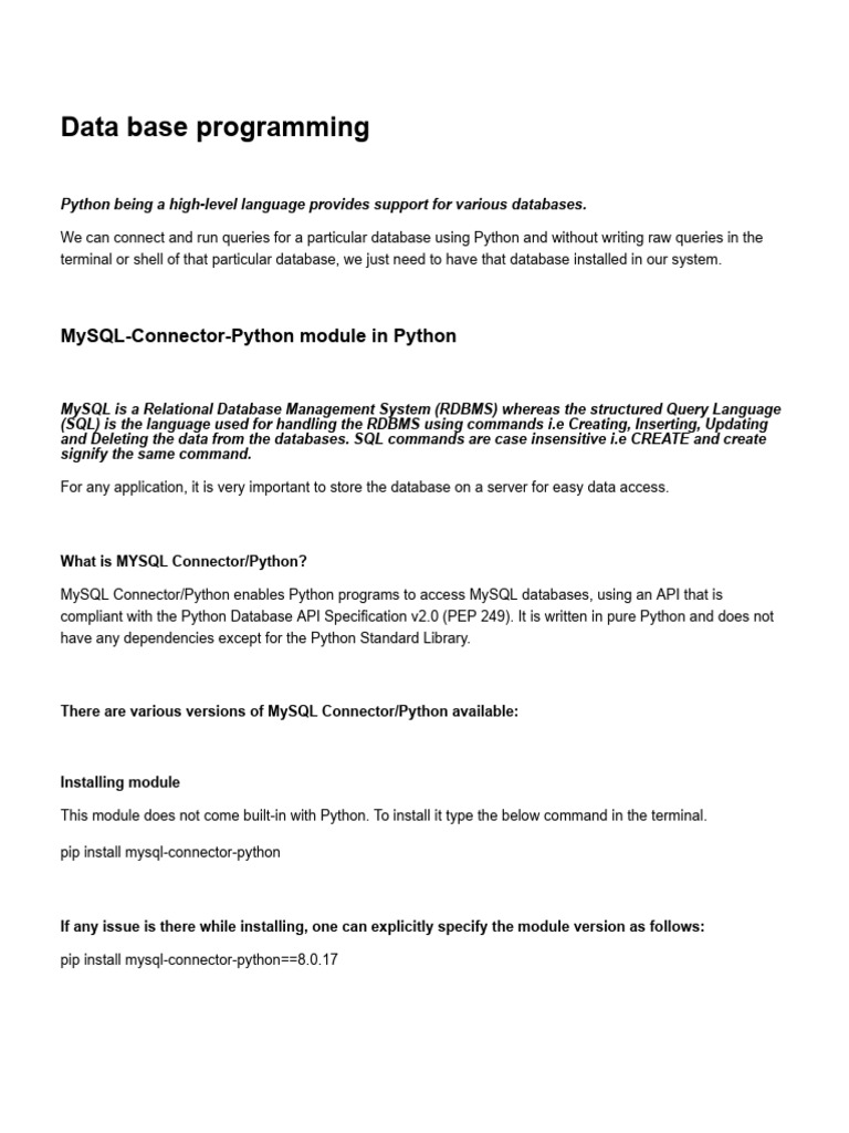 Data Base Programming | PDF | Databases | Relational Database