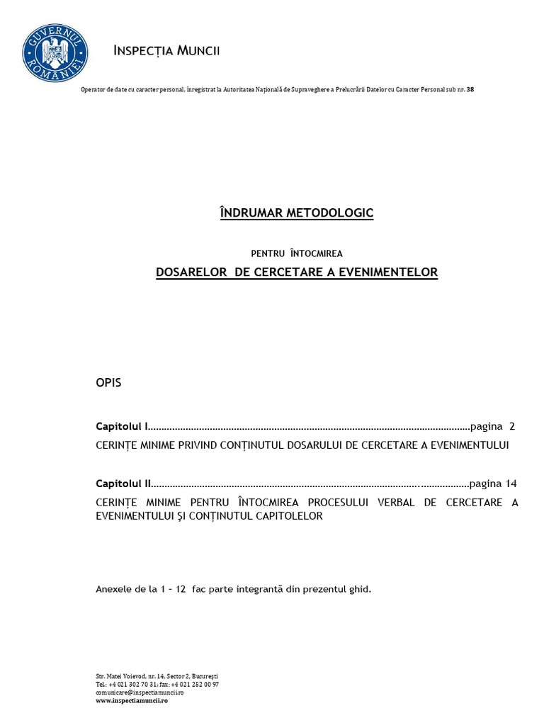 Indrumar Metodologic Cercetare Accident Si Intocmire Dosar de Cercetare ...