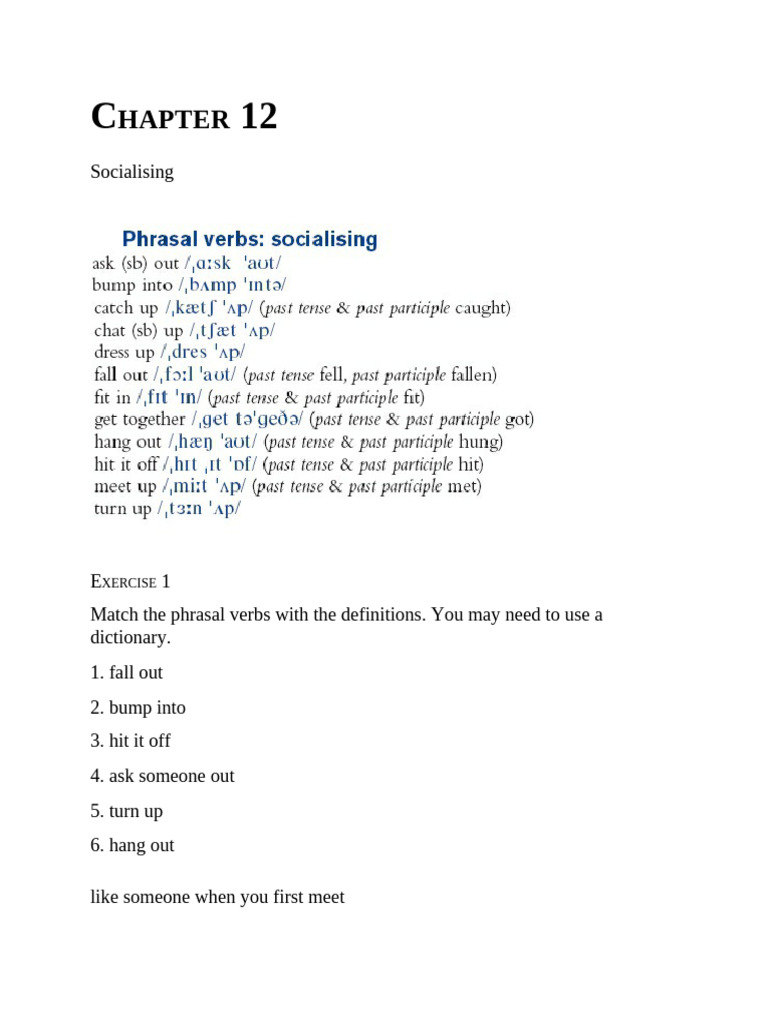 Phrasal Verbs for Socializing | PDF | Language Arts & Discipline