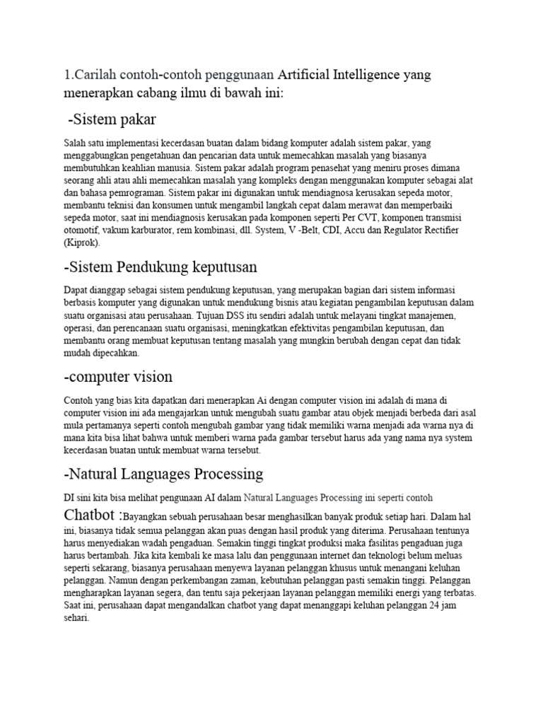 Sistem Pakar: 1.carilah Contoh-Contoh Penggunaan | PDF