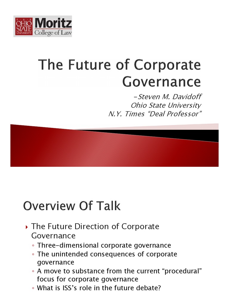 Future Trends in Corporate Governance | PDF | Corporate Governance ...