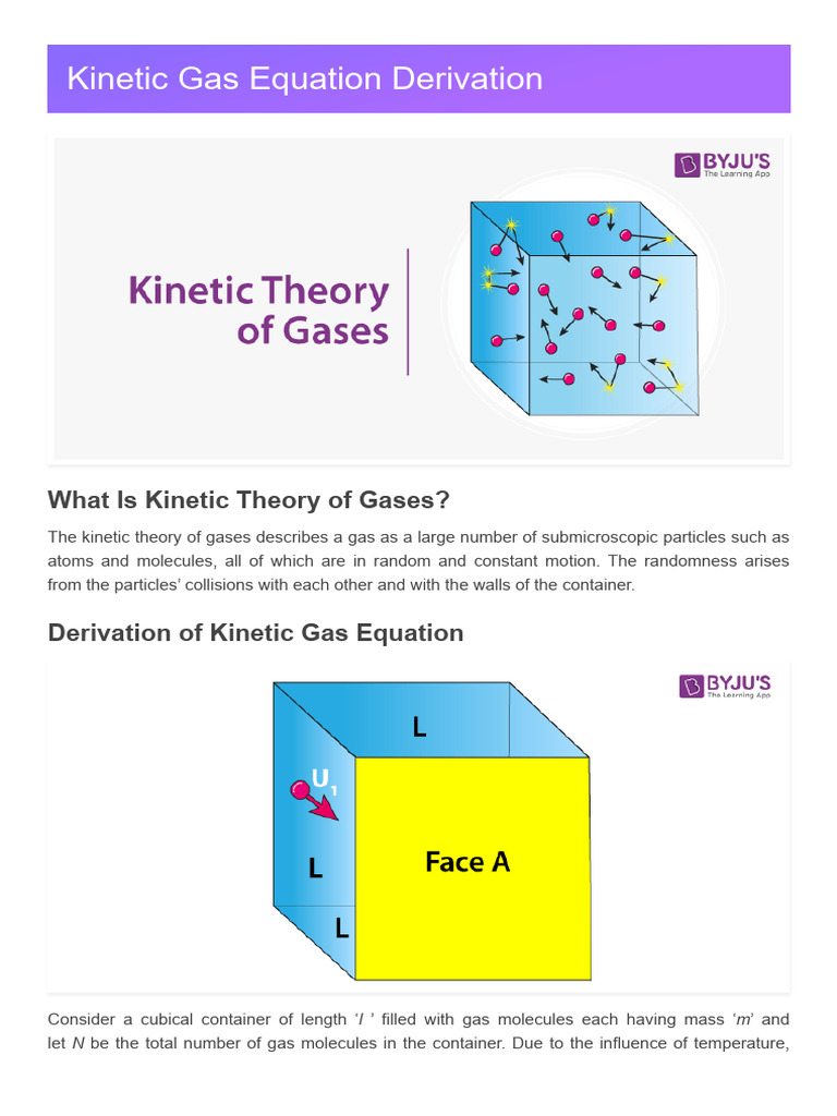 02 - Kinetic Gas Equation Derivation - RMS Velocity Formula | PDF ...