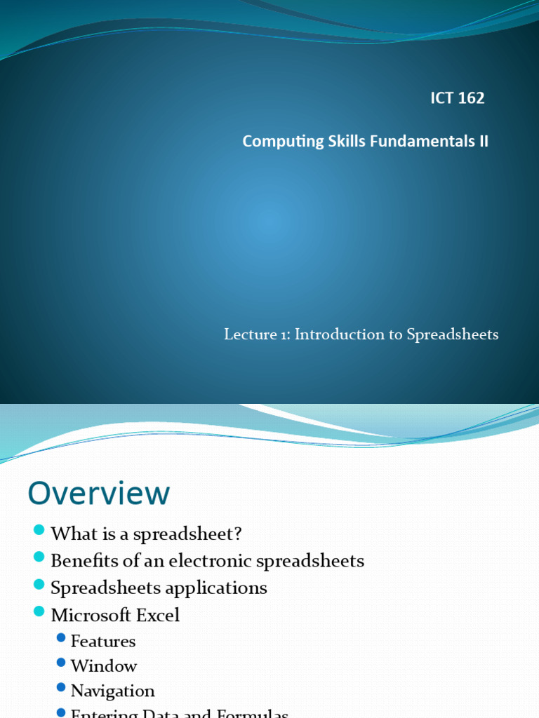 Introduction To Spreadsheets | PDF | Spreadsheet | Microsoft Excel