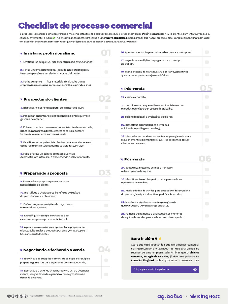 KIT Fidelizacao de Clientes Checklist Do Processo Comercial | PDF