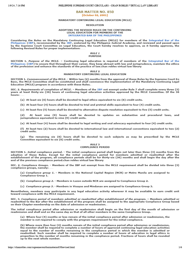 Philippine Lawyers' MCLE Guidelines | PDF | Justice | Crime & Violence
