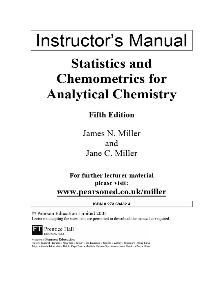 Instructor Manual Statistics Miller And Miller Pdf Chemometrics Statistics