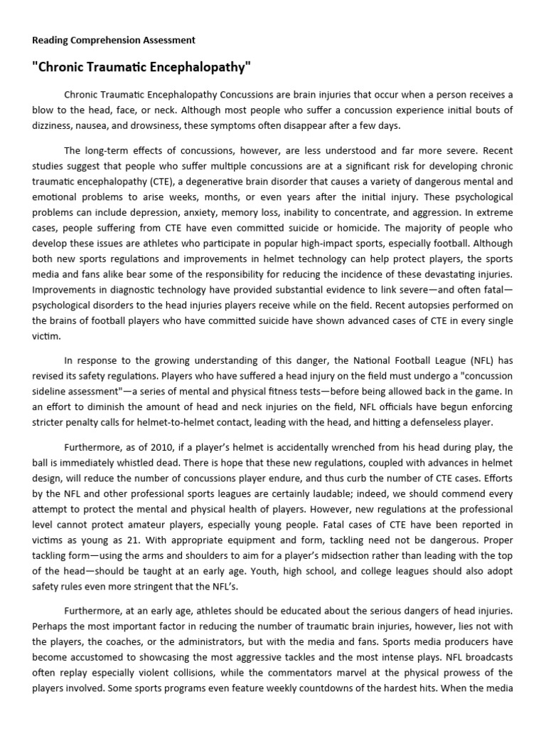 Reading Comprehension Assessment 1 | PDF