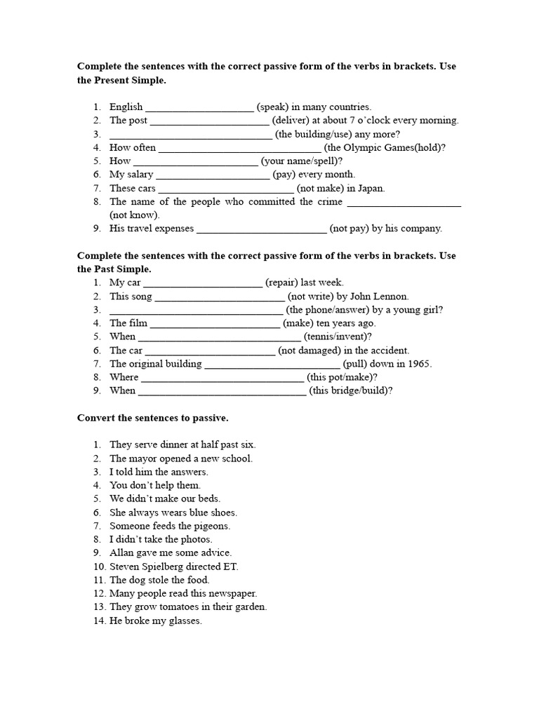 Present and Past Passive 4 ESO | PDF