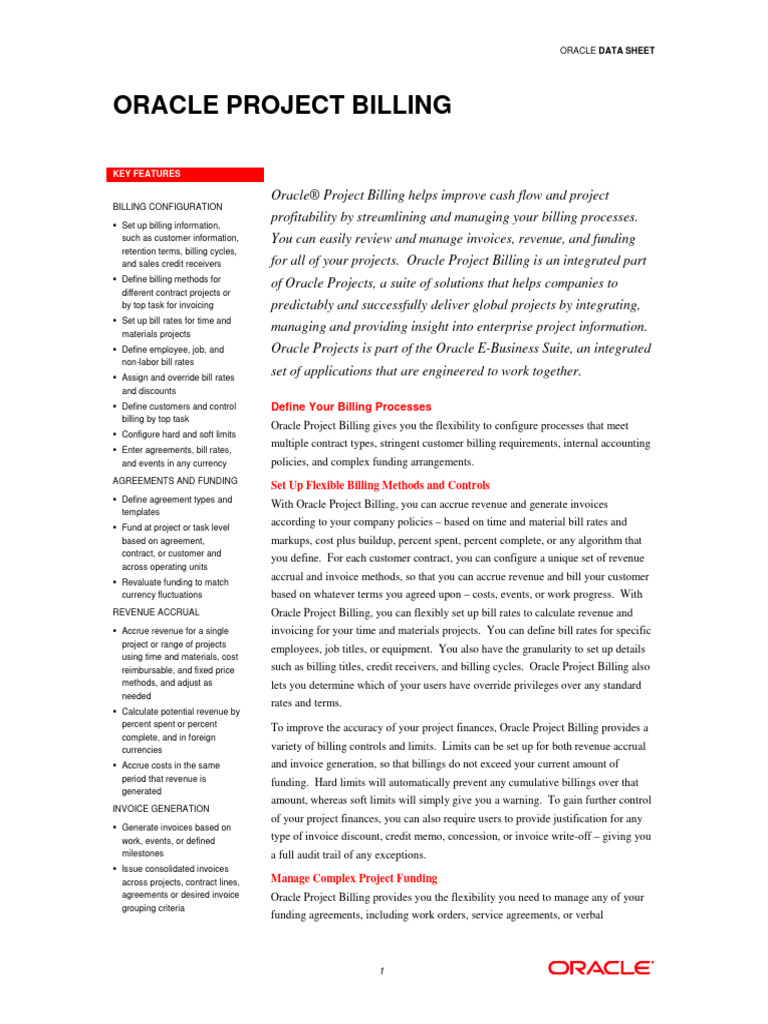 Oracle Project Billing Data Sheet | PDF | Invoice | Accrual