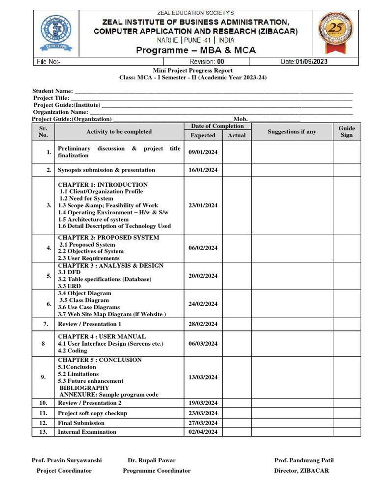 Progress Report MCA - I - SEM - II | PDF