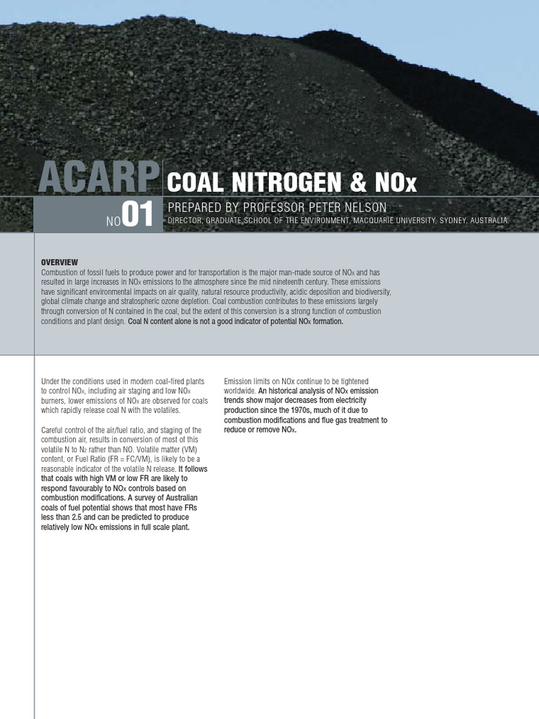ACARP WP 1 CoalNitrogenandNOx | PDF