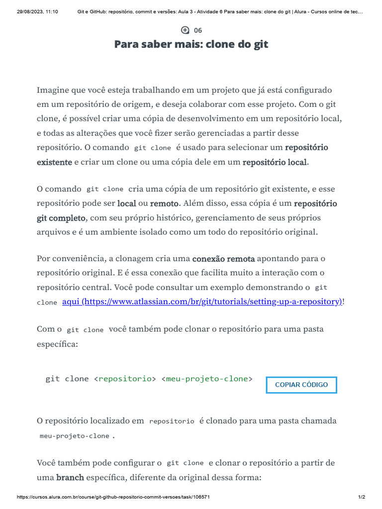 Git e GitHub - Repositório, Commit e Versões - Aula 3 - Atividade 6 ...
