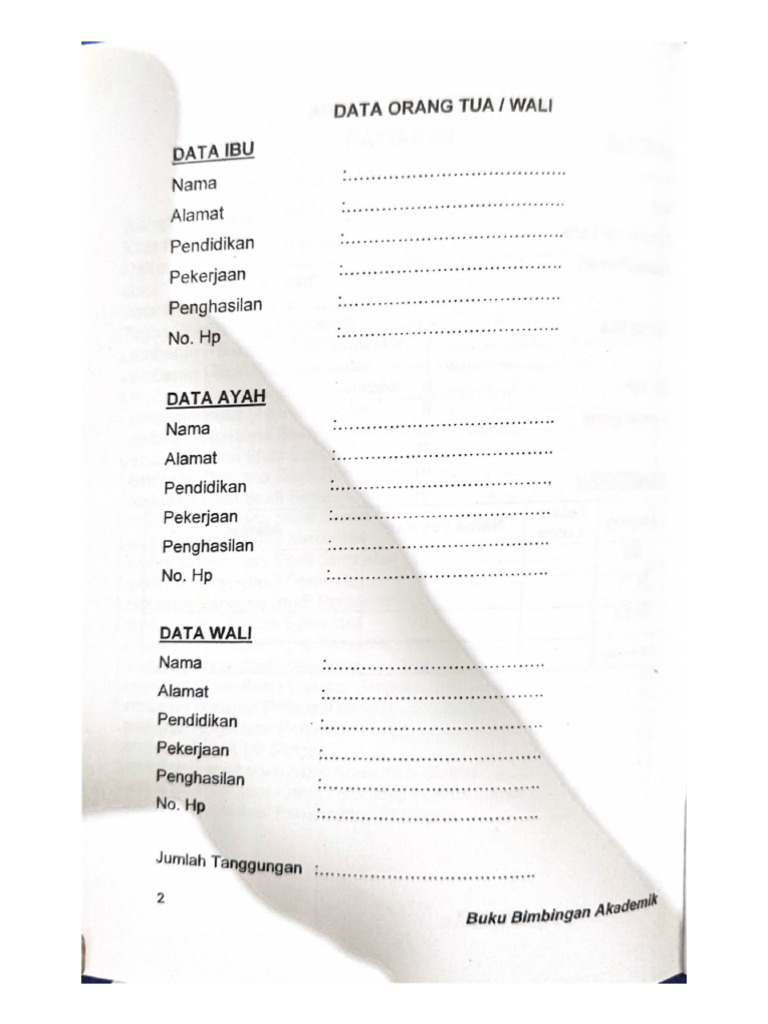 Data Orang Tua Wali | PDF