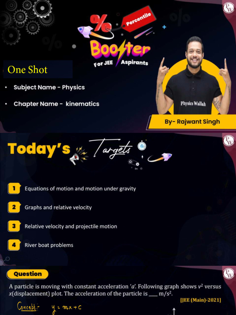 Kinematics - Class Notes - Percentile Booster For JEE Aspirants | PDF Kinematics - Class Notes - Percentile Booster For JEE Aspirants | PDF